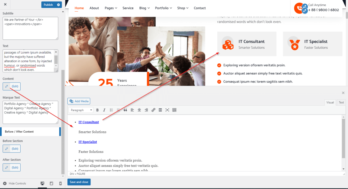 About Section Setup – Desert Themes