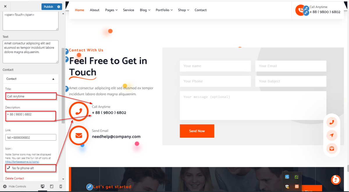 Contact From Section Setup – Desert Themes