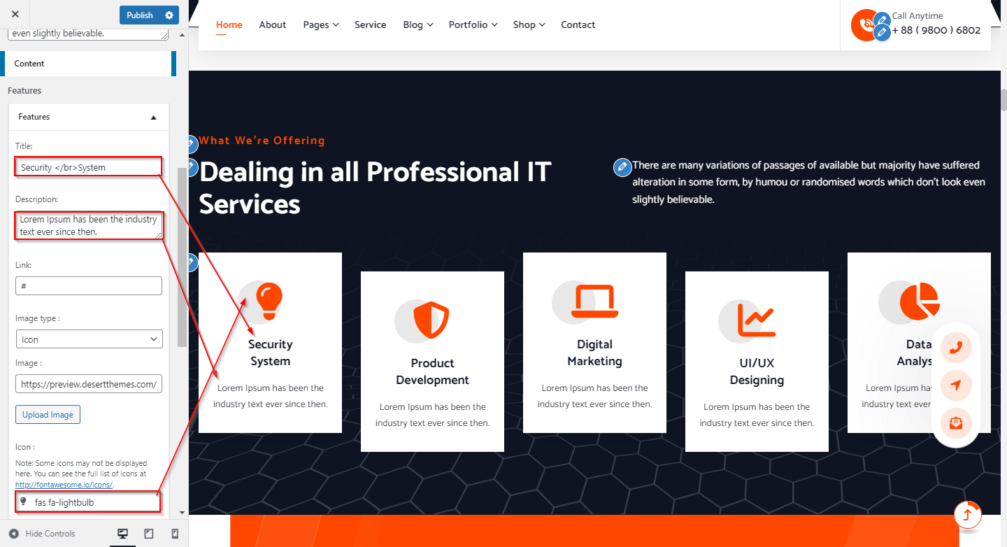 Features Section Setup – Desert Themes