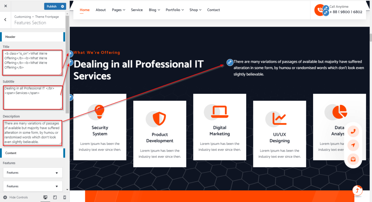 Features Section Setup – Desert Themes