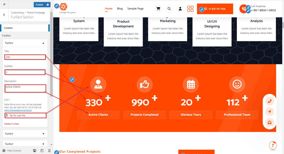 Funfact Section Setup – Desert Themes