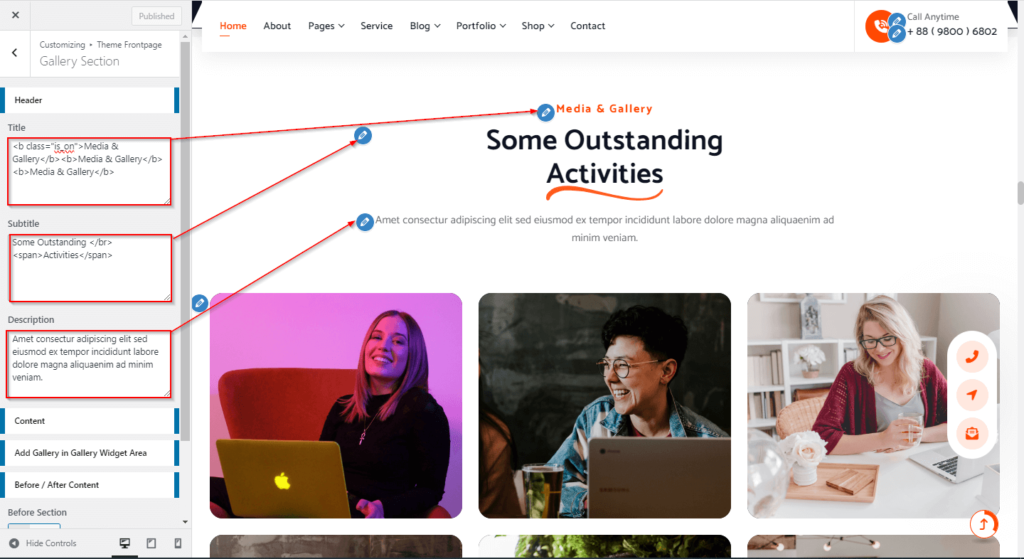Gallery Section Setup – Desert Themes
