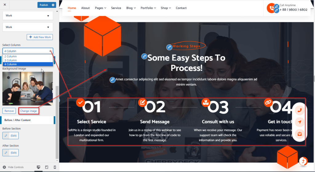 Work Process Section Setup – Desert Themes