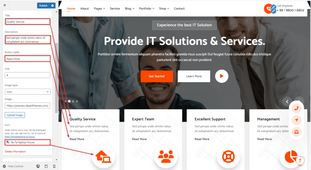 Information Section Setup – Desert Themes