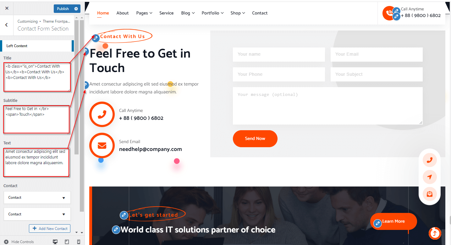 Contact From Section Setup – Desert Themes