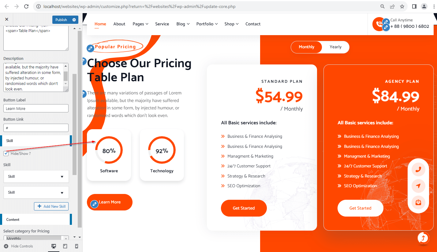 Pricing Section Setup – Desert Themes