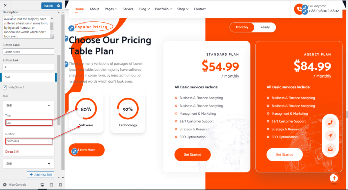 Pricing Section Setup – Desert Themes