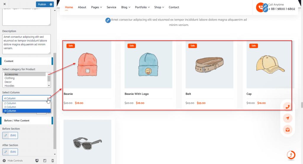 Product Section Setup – Desert Themes