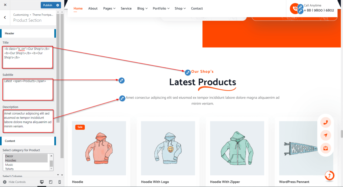 Product Section Setup – Desert Themes