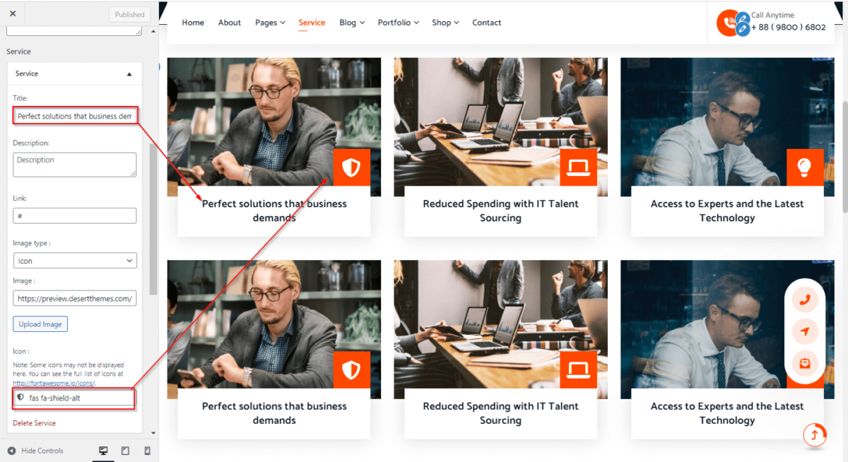 Service Page Setup – Desert Themes