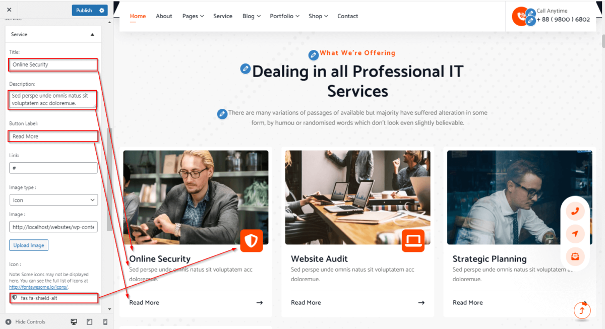 Service Section Setup – Desert Themes