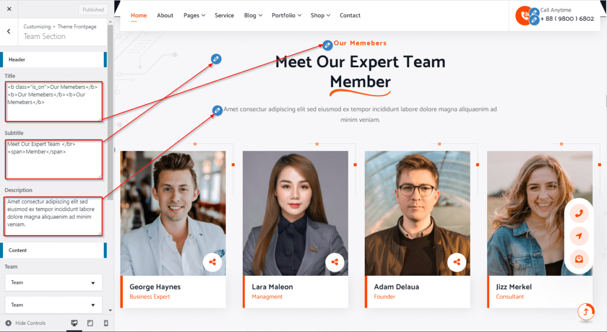 Team Section Setup – Desert Themes