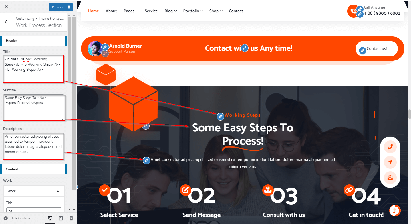 Work Process Section Setup – Desert Themes